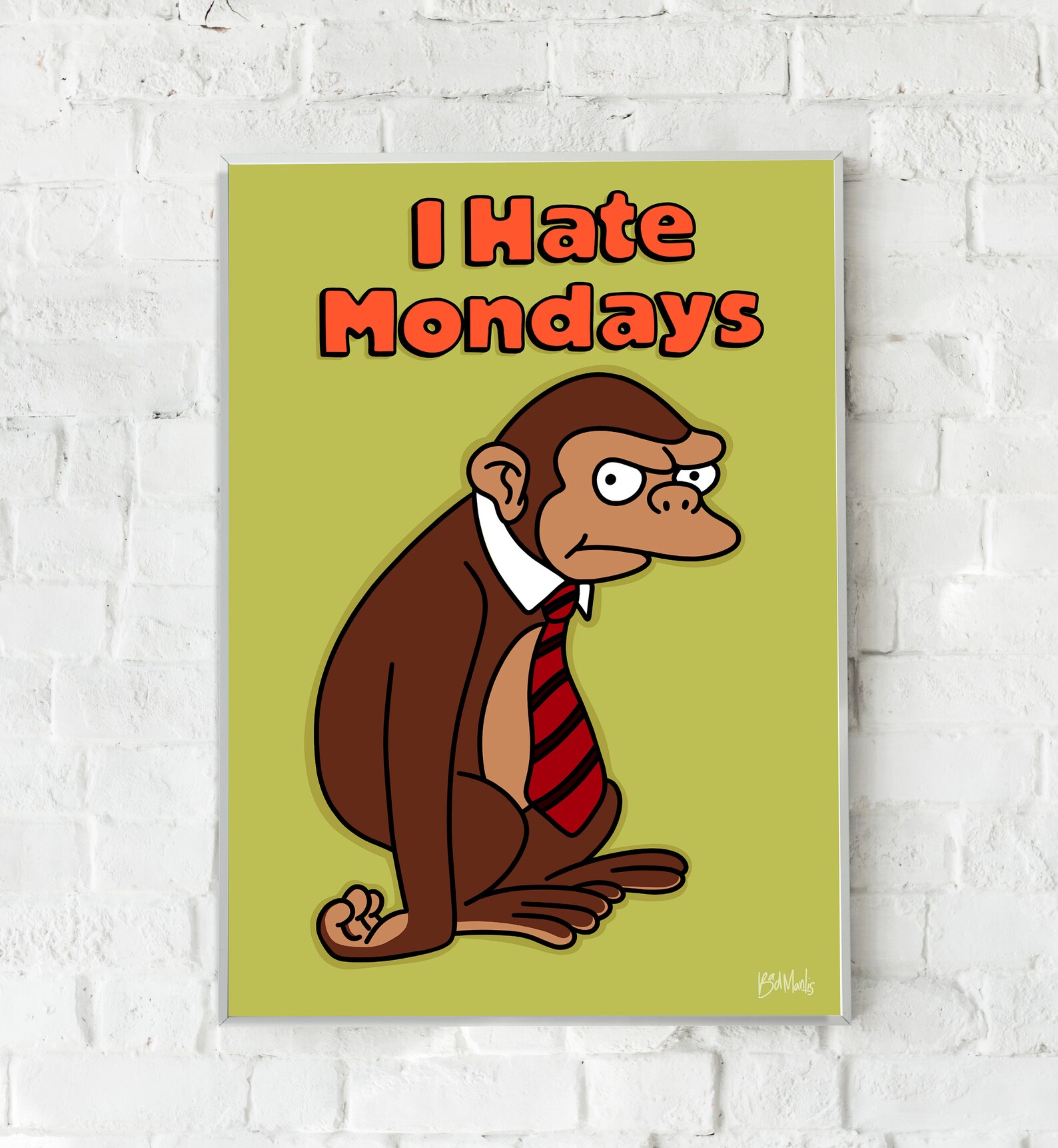Futurama Monday Monkey Poster - I Hate Mondays Office Print - Etsy