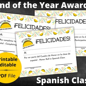 End-of-the-year Award in Spanish | Reconocimiento | Digital Download ...
