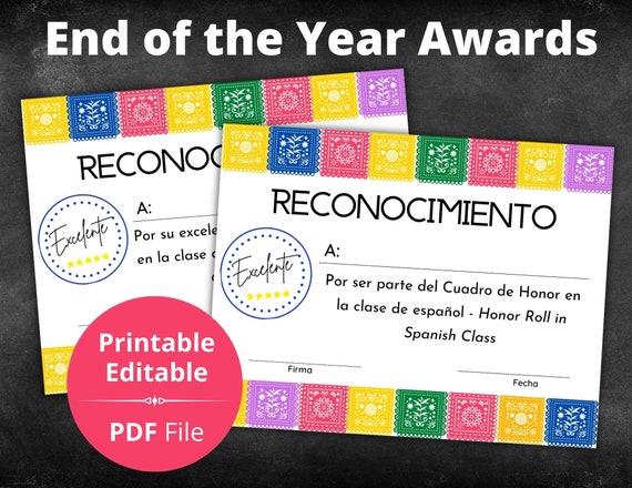 End-of-the-year Award in Spanish Reconocimiento Digital | Etsy