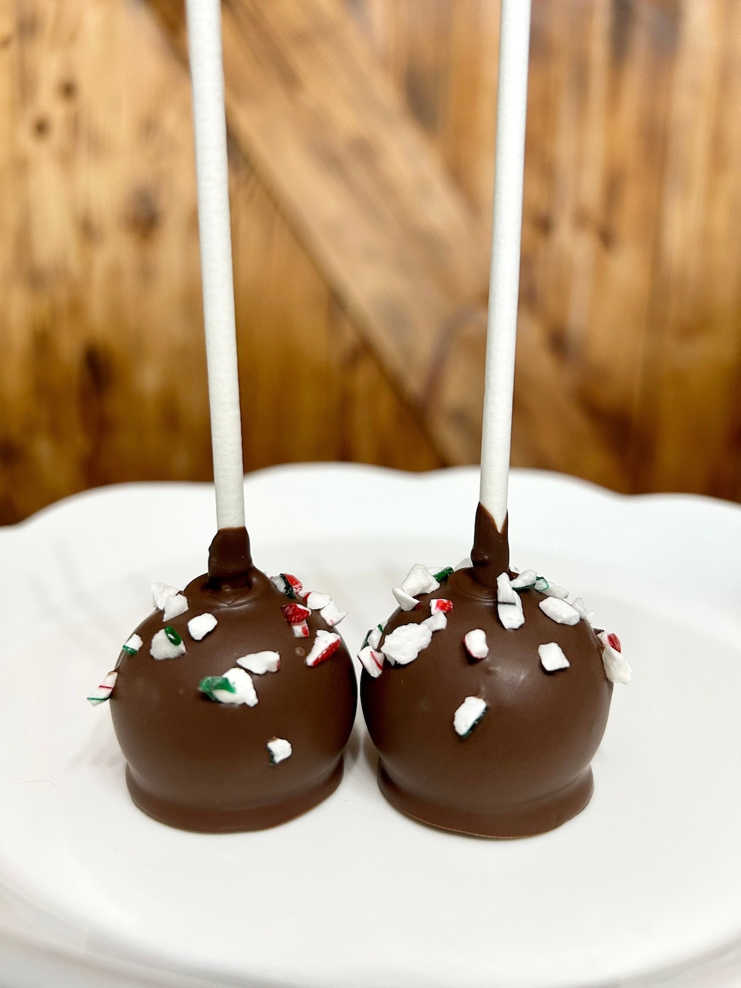 Double Chocolate Peppermint Cake Pops Candy Cane Cake Pops Christmas ...