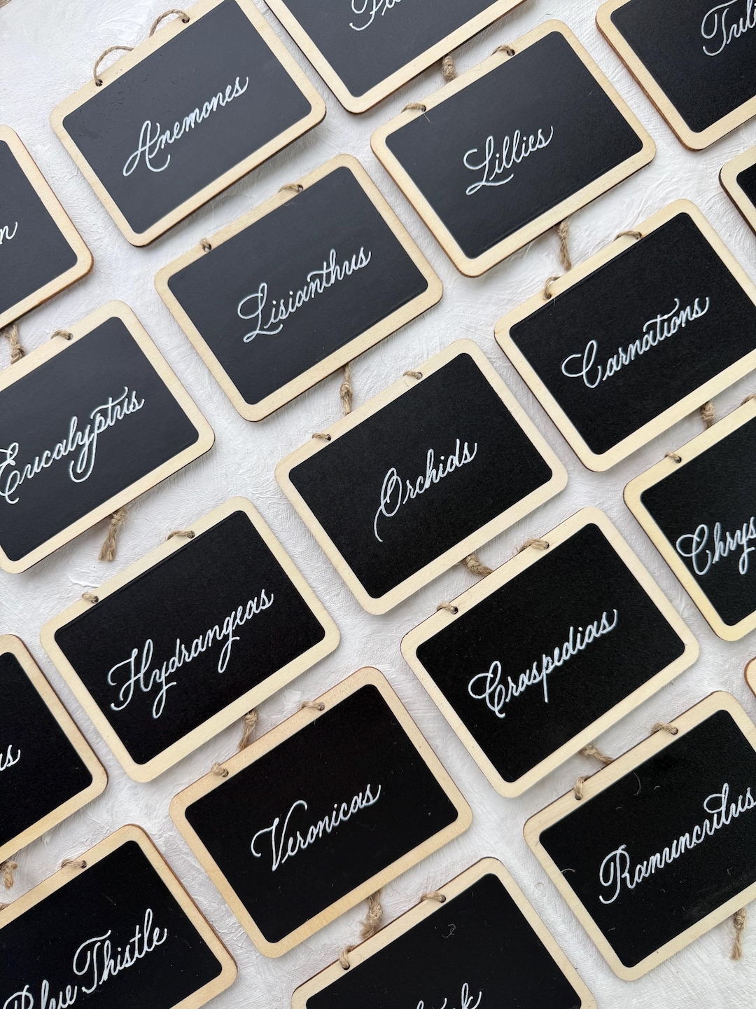 Calligraphy Chalkboard Name Tag: Mini Wooden Wedding Place Card - Etsy
