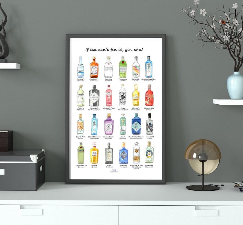 Gin Poster 1 Digital Print Gin Gift Wall Art Gin Lovers - Etsy