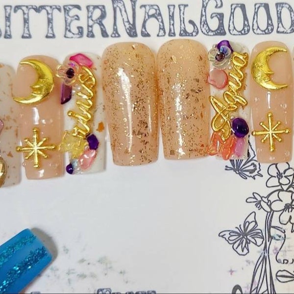 Cancer Zodiac Nails - Etsy
