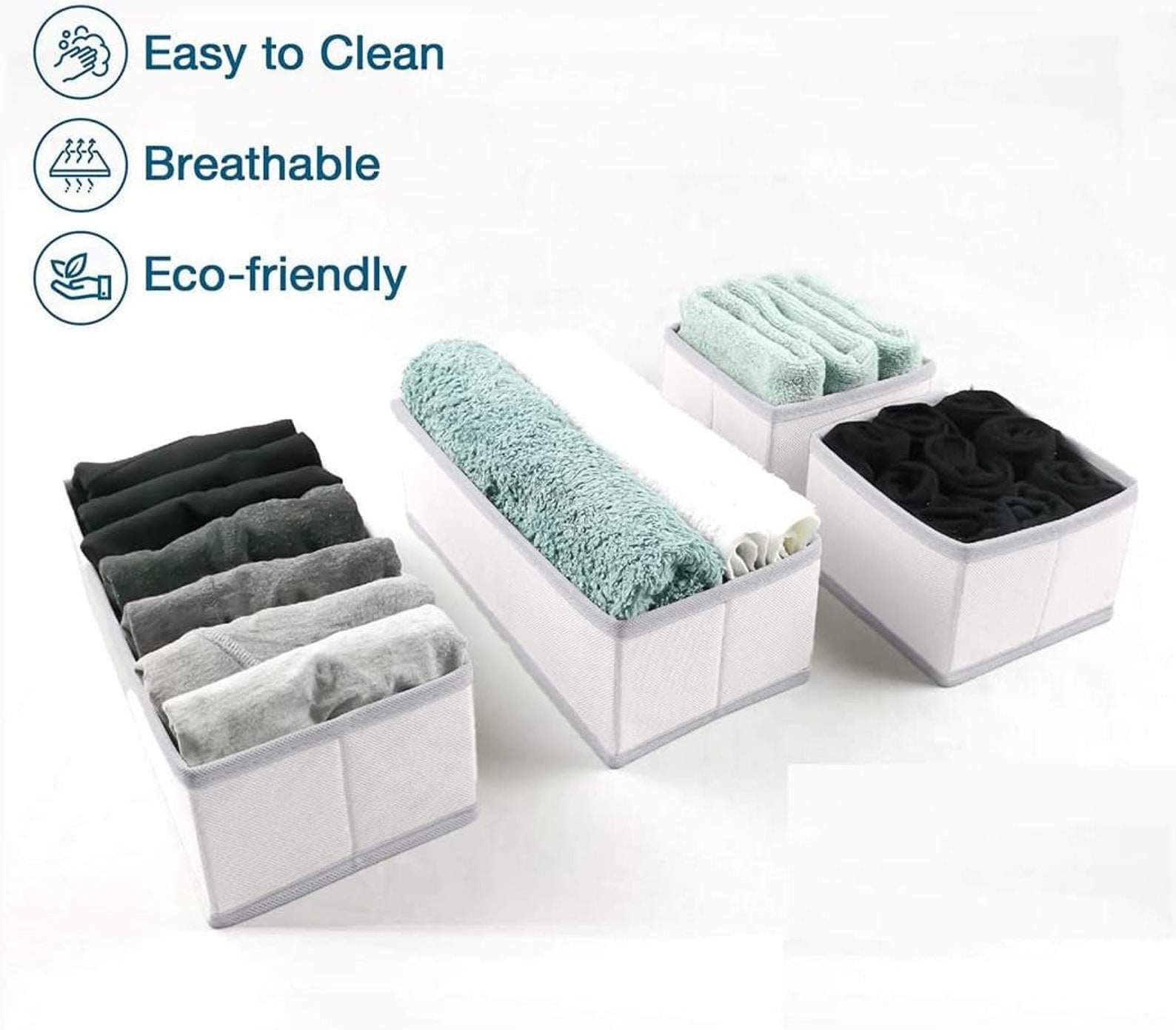 12 Pcs Drawer Organiser Divider UK White Large Drawer Divider Clothes ...