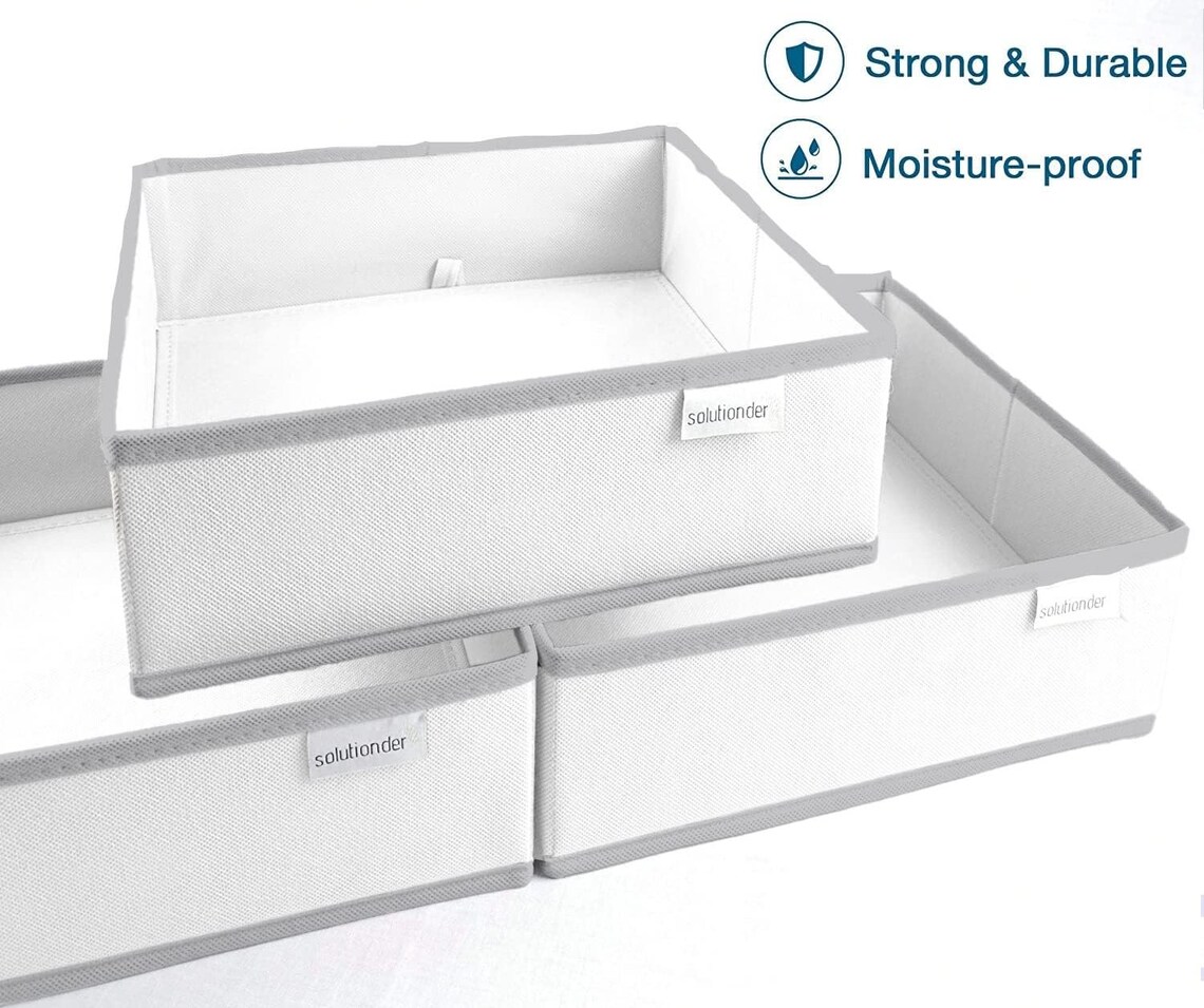 12 Pcs Drawer Organiser Divider UK White Large Drawer Divider Clothes ...