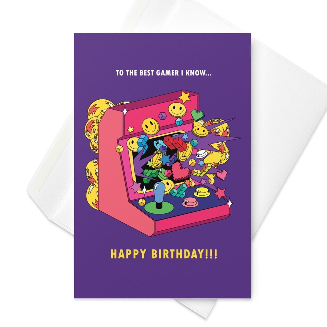 Best Gamer Birthday Greeting Card, Gamer Themed Birthday Cards for ...
