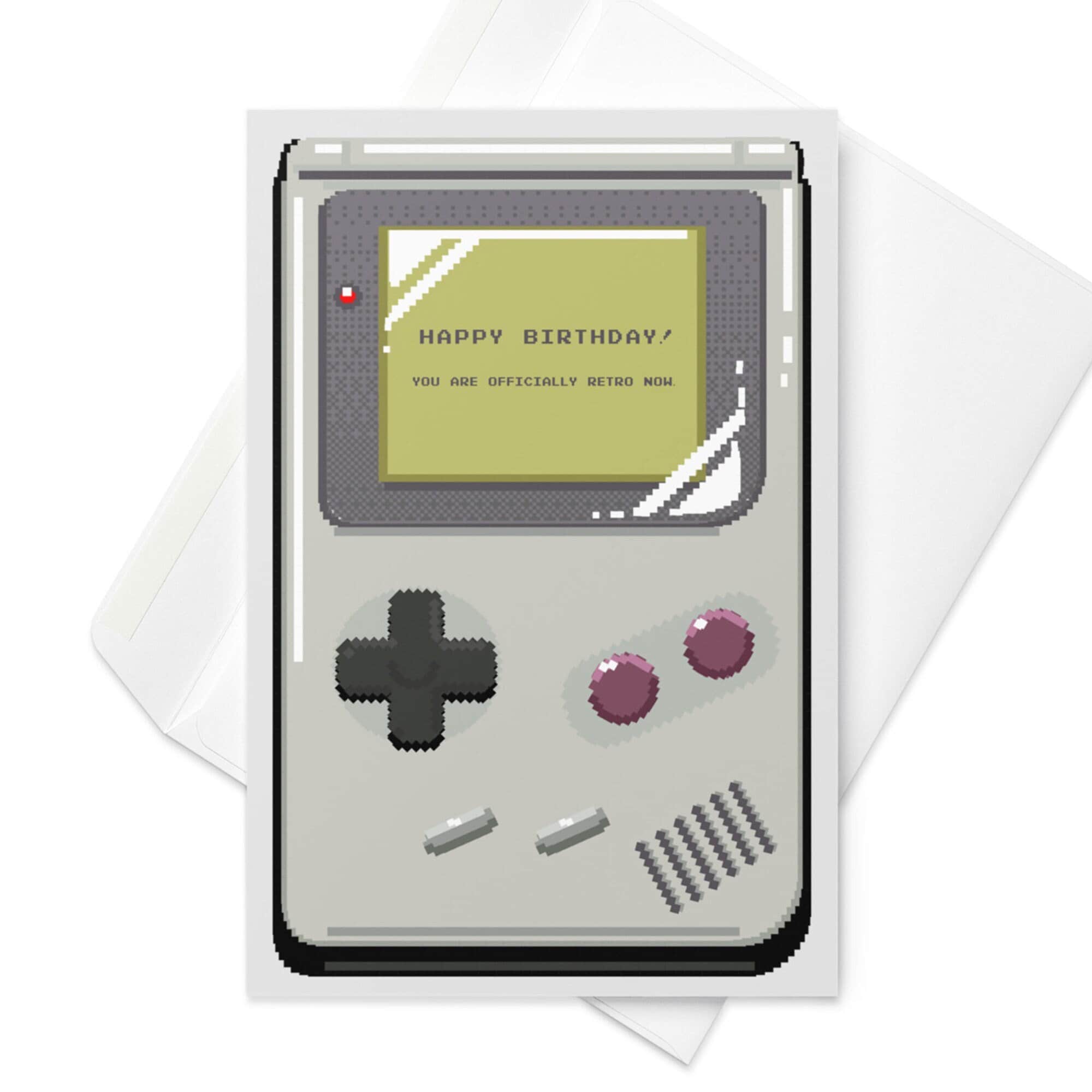 Retro Gaming Birthday Card, Pixelated 8-bit Gaming Handheld Birthday ...