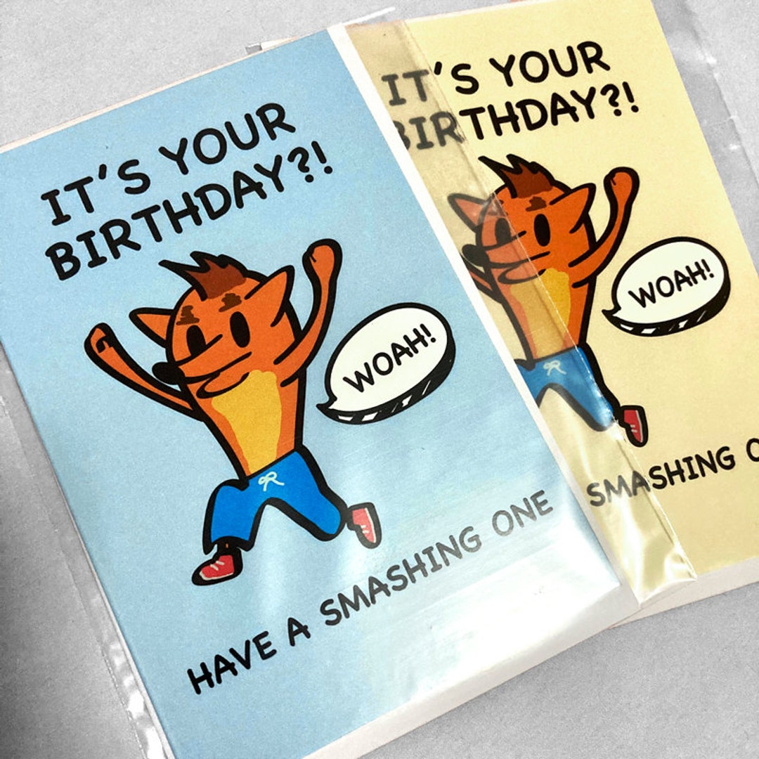 Cute Bandicoot WOAH! Smashing Birthday Card for Video Gamers, Bandicoot ...