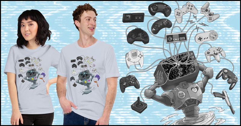 Retro Video Gamer 8-bit 16-bit Retro Gaming Tshirt, Gamer T Shirt ...