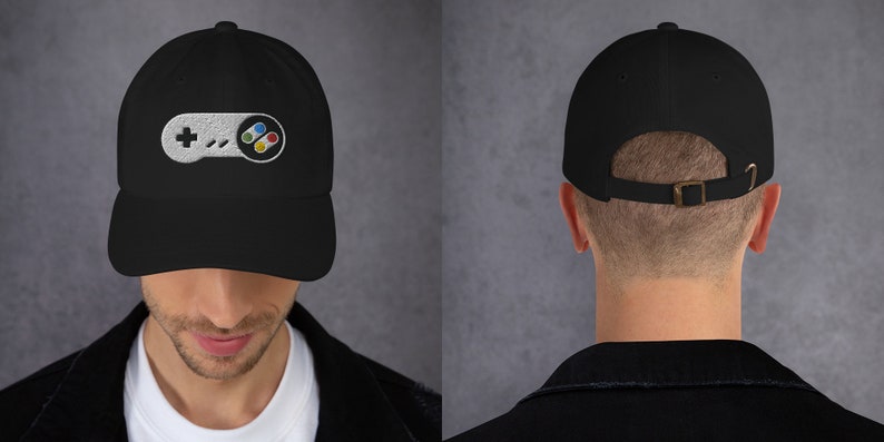 Video Game Controller Gamer Hat, Abstract SNES SFC Gamer Cap ...