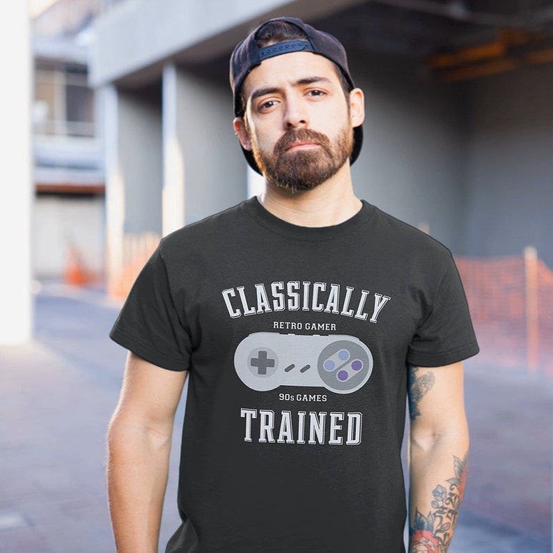 Classically Trained 8-bit NES 16-bit SNES Retro Gaming Tshirts Gamer T ...