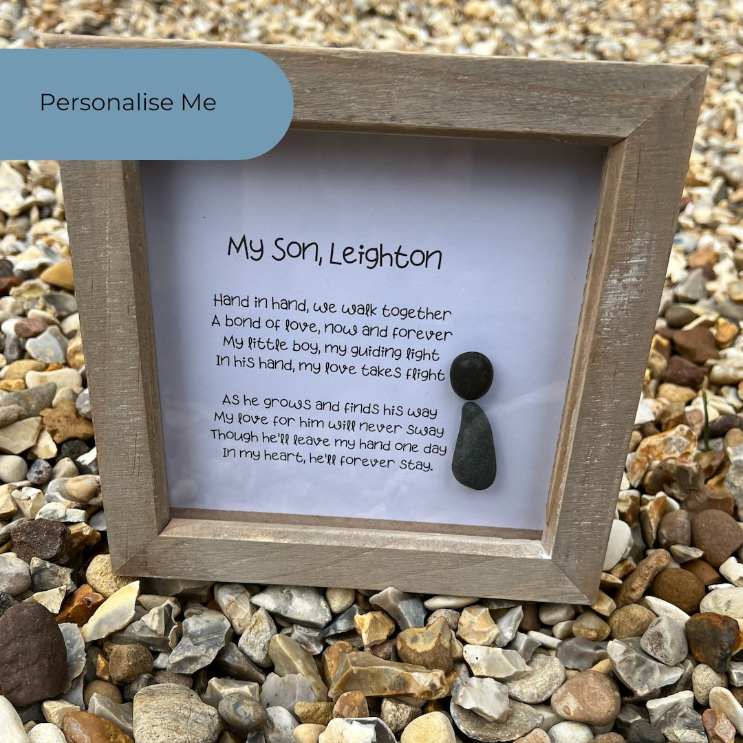 Personalised Mother Son Pebble Art Poem for Lounge Customised Name Wall ...