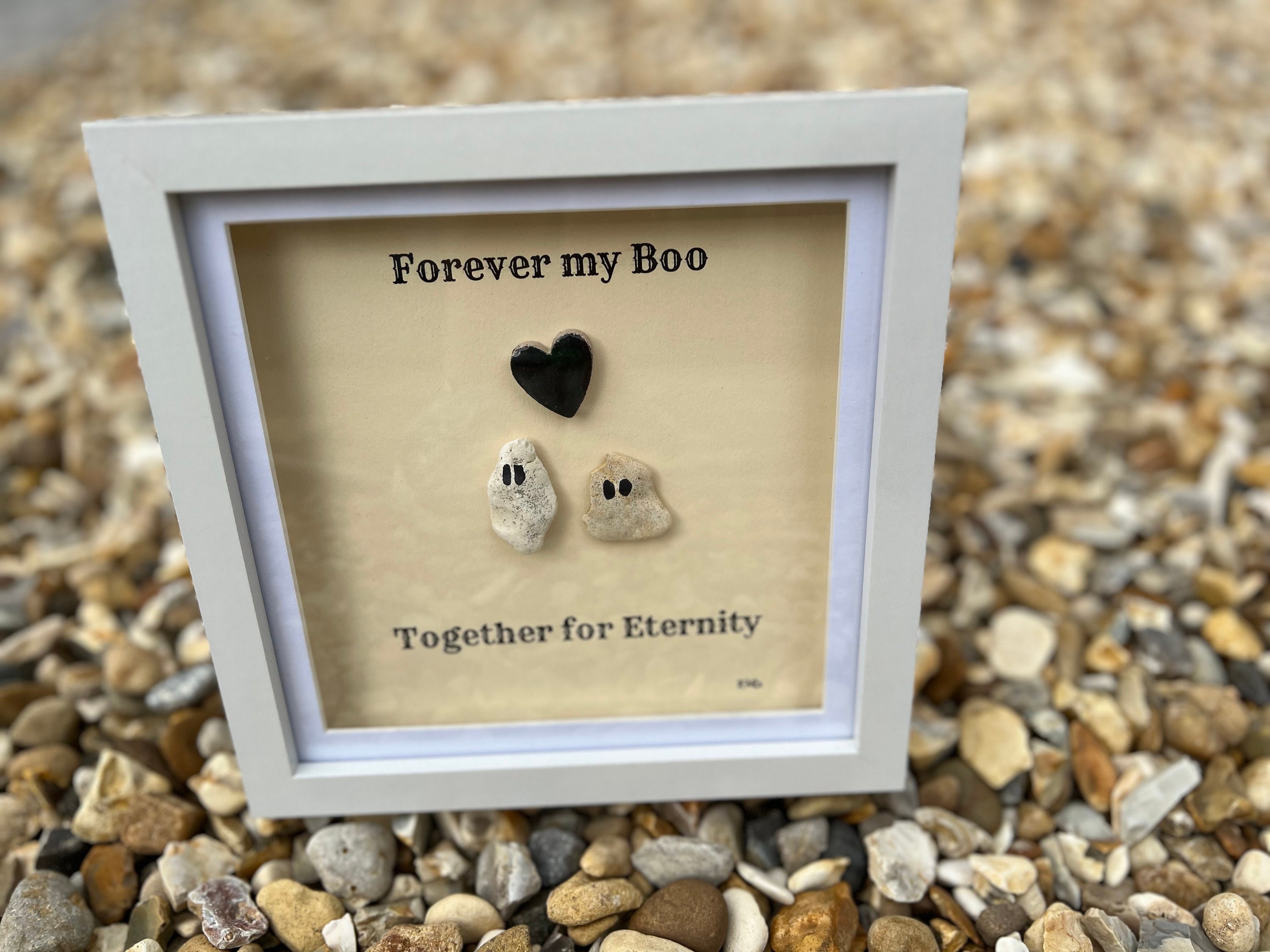 White Glass Fronted Ghost Pebble Art Eternal Love Home Décor for Goths ...