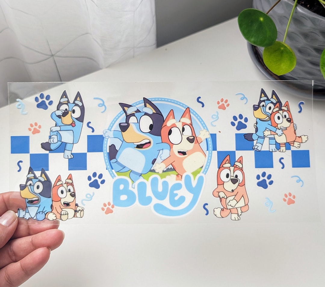 Bluey UV DTF Adhesive Cup Wrap for 16oz Glass Cup Size Premium Uv Dtf ...