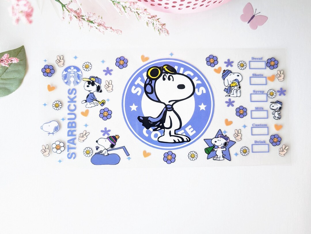 Snoopy UV DTF Double Print Adhesive Wrap Starbucks Premium Uv DTF Wrap ...