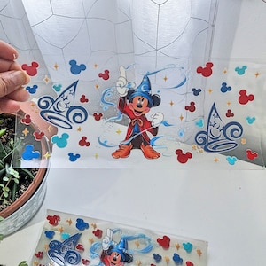 Cute Mickey Mouse Uv DTF Wraps Are Laser Printed/ Uv DTF 16oz Glass Cup ...