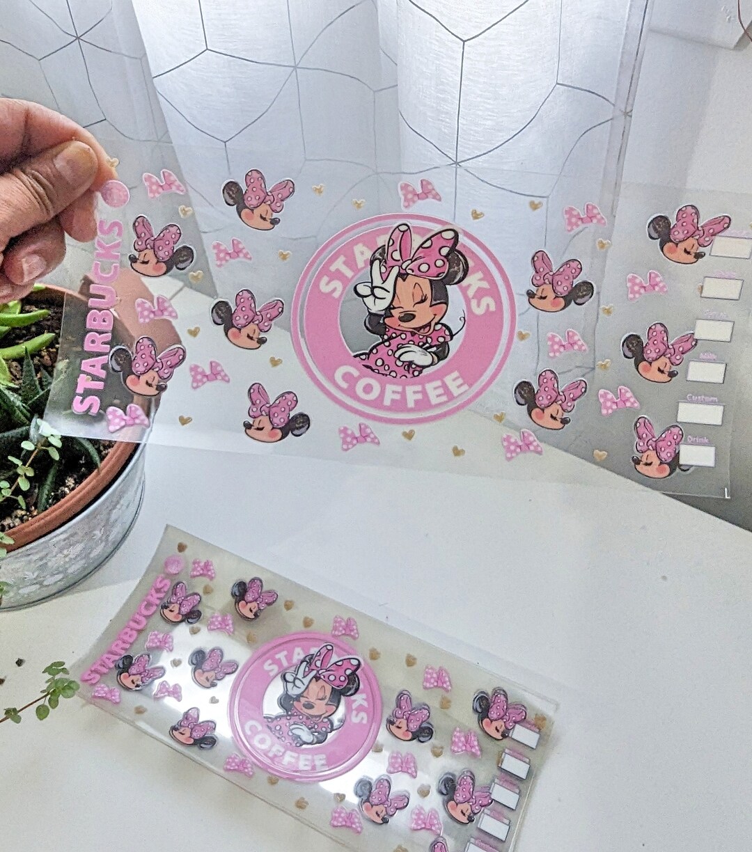 Cute Mickey Mouse Uv DTF Wraps Are Laser Printed/ Uv DTF 16oz Glass Cup ...