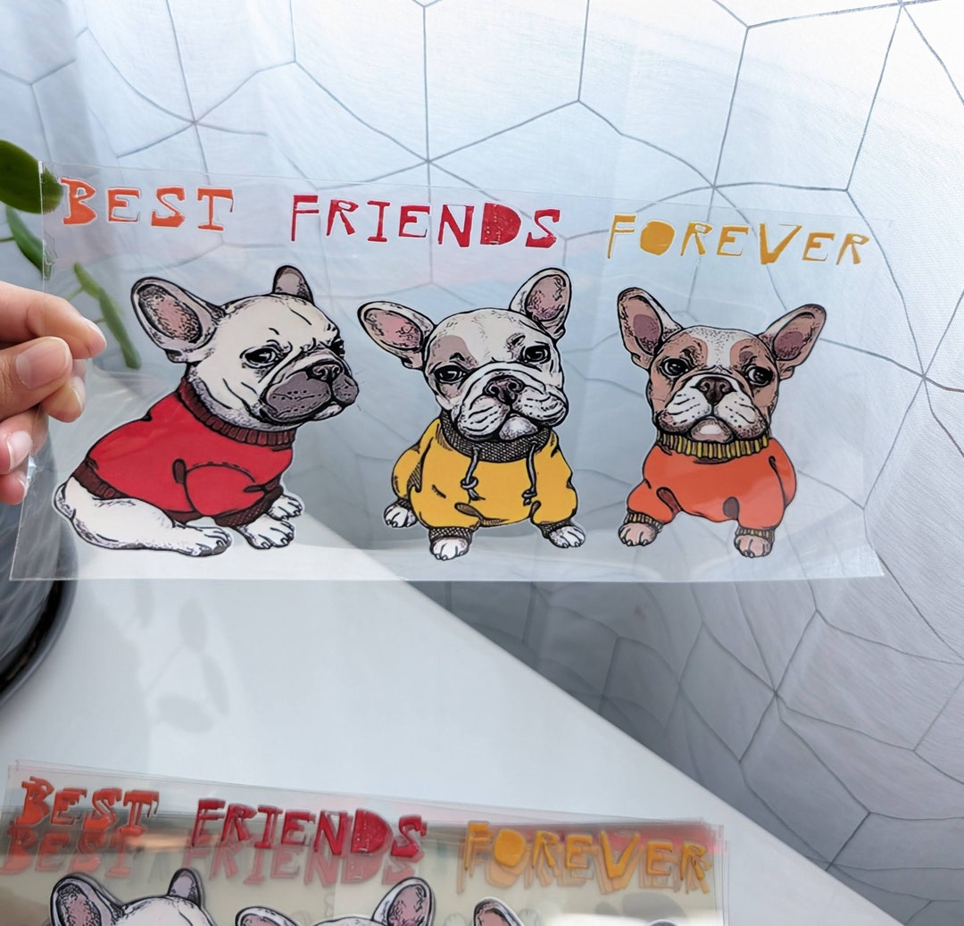 Cute Dogs UV DTF Adhesive Cup Wrap for 16oz Glass Cup Size premium Uv ...
