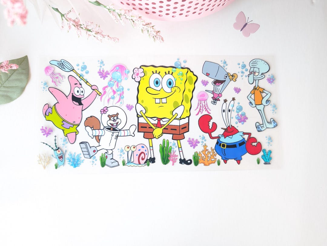 Spongebob UV DTF Double Print Adhesive Wrap Premium Uv DTF Wrap 16oz Uv ...
