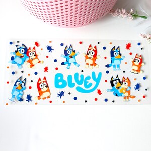 Bluey UV DTF Double Print Transfer Ready to Apply Glass Can Wrap Uv Dtf ...