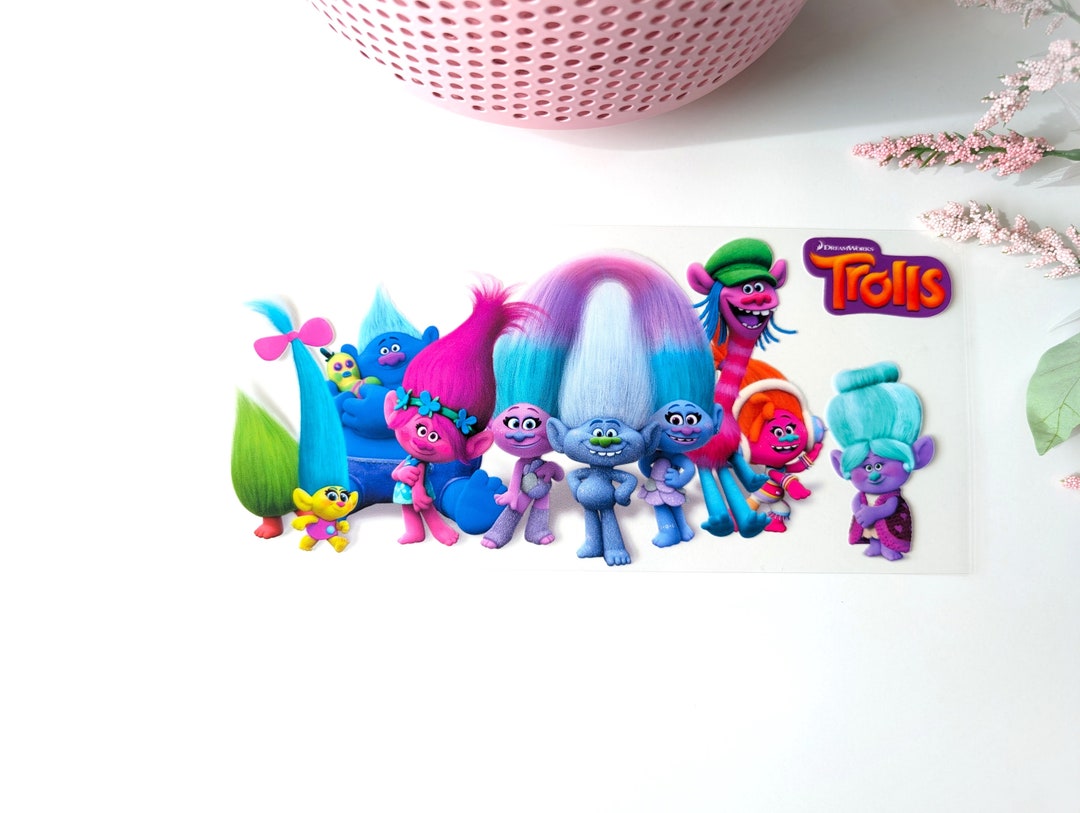 Trolls UV DTF Adhesive Cup Wrap for 16oz Glass Cup Size Premium Uv Dtf ...