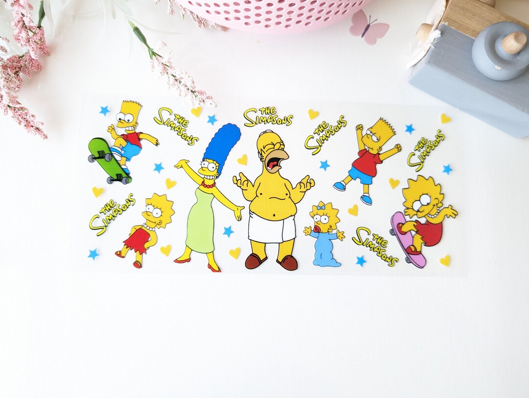 The Simpsons UV DTF Adhesive Cup Wrap for 16oz Glass Cup Size Premium ...