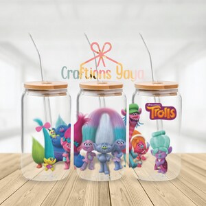 Trolls UV DTF Adhesive Cup Wrap for 16oz Glass Cup Size Premium Uv Dtf ...