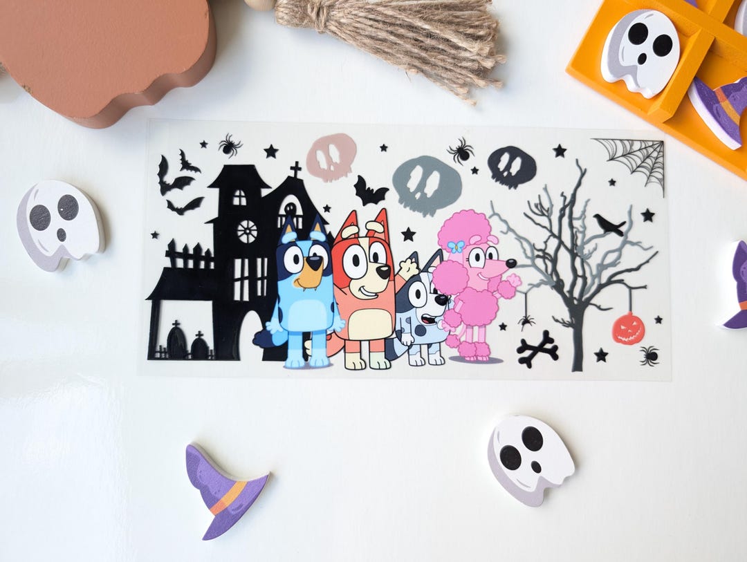 Bluey Halloween UV DTF Wrap Double Print Bluey UV Dtf Printing 16oz ...