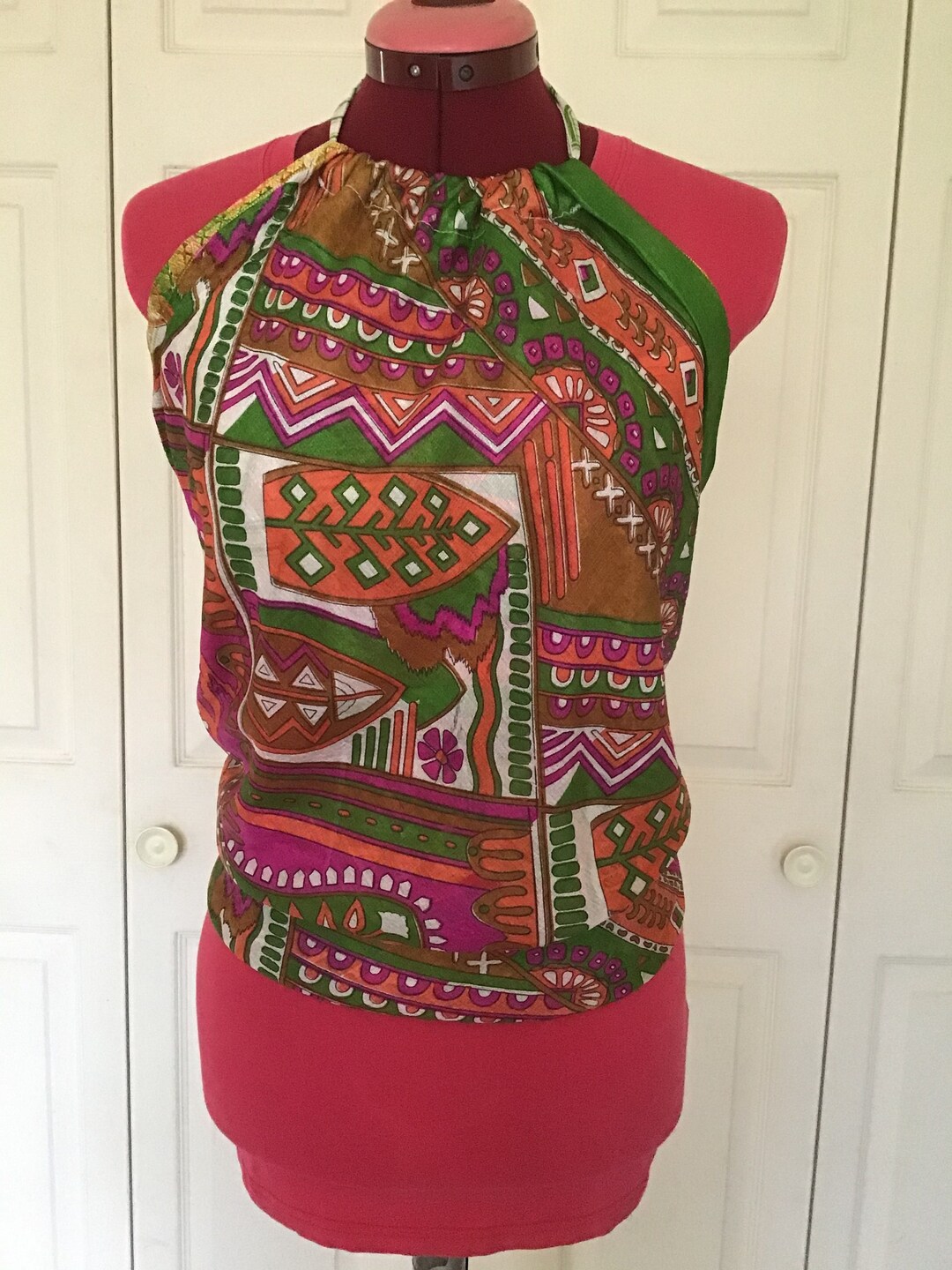 Triangle Halter Top/scarf Top/bandana Top/upcycled Sari Top - Etsy