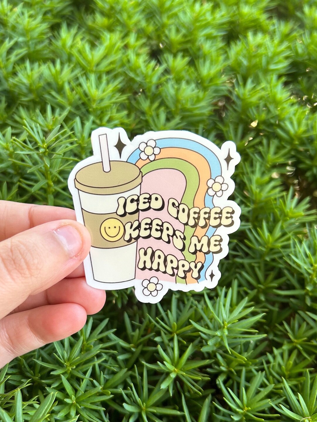 Iced Coffee Makes Me Happy Sticker Water Resistant Sticker Mental ...
