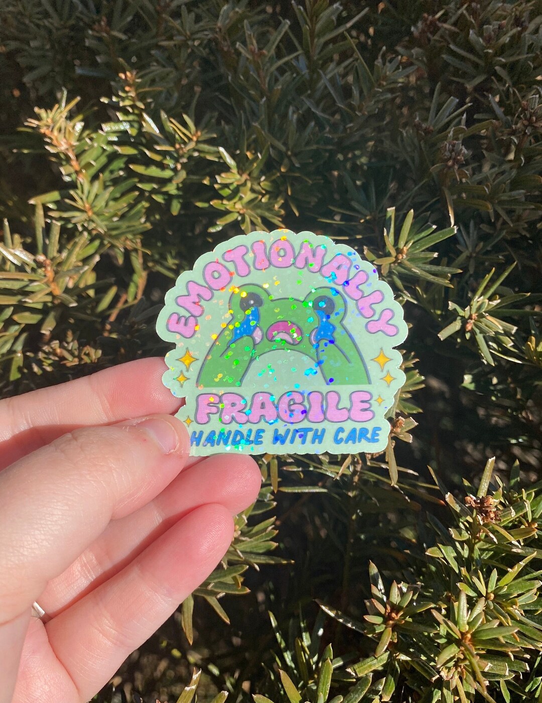 Emotionally Fragile Holographic Sticker Water Resistant Sticker Water ...