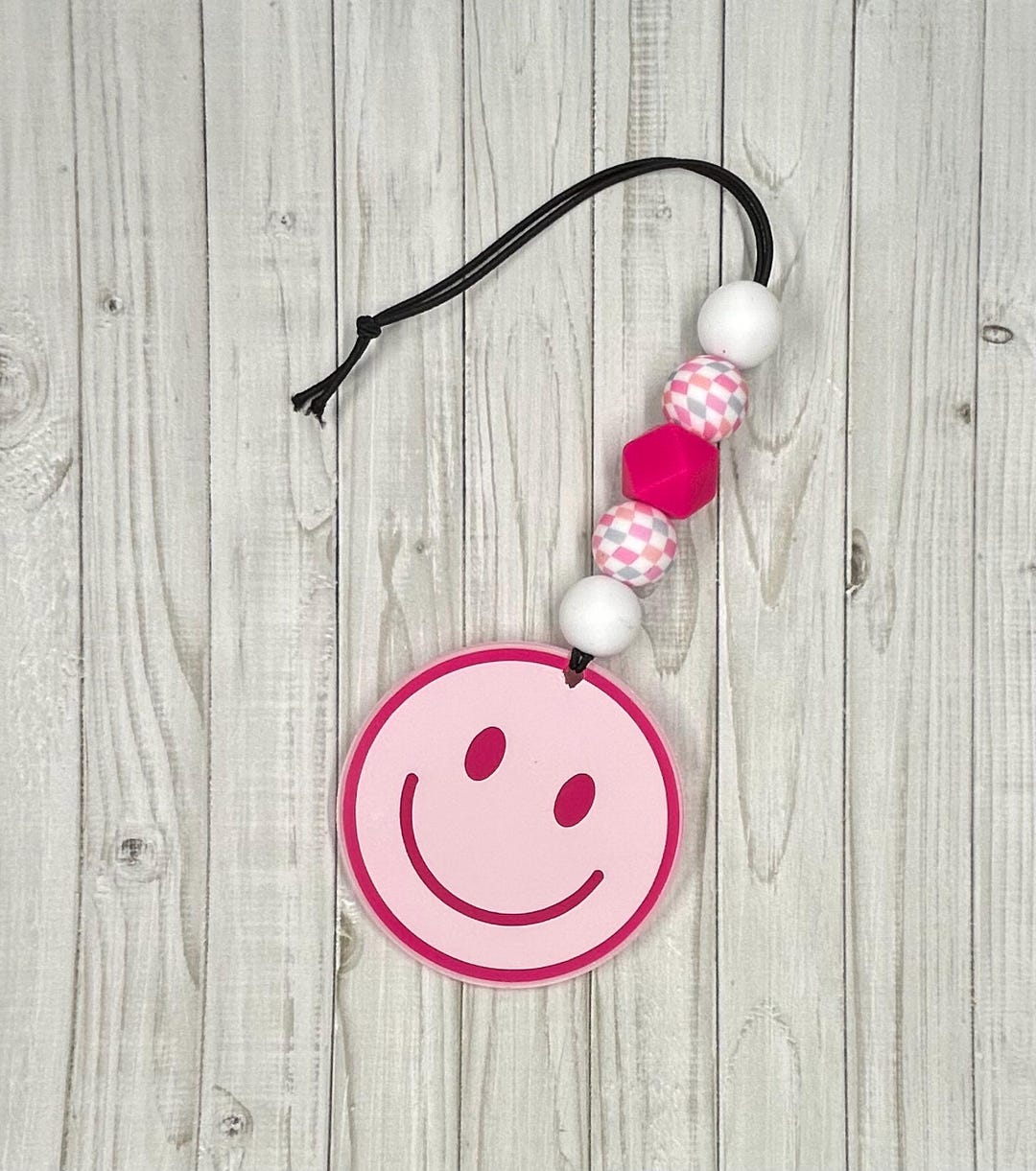 Smiley Face Rearview Mirror Charm | Cute Car Accessory | Car Mirror ...