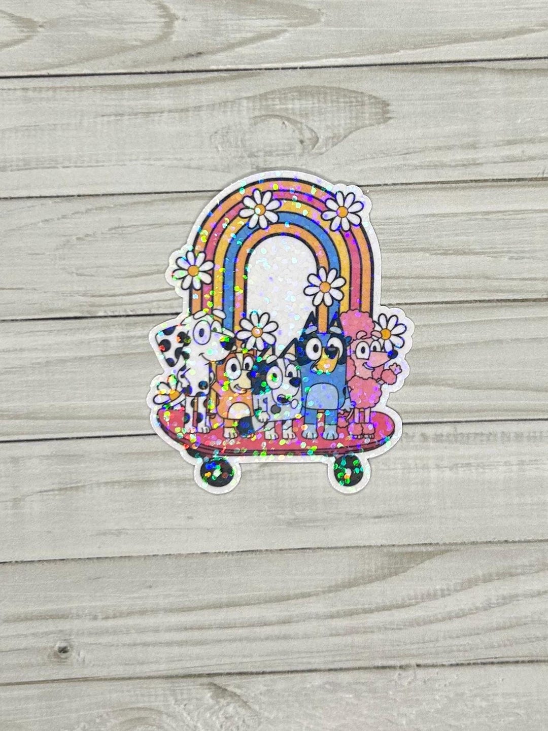 Bluey Friends Holographic Sticker Water Resistant Sticker Water Bottle ...