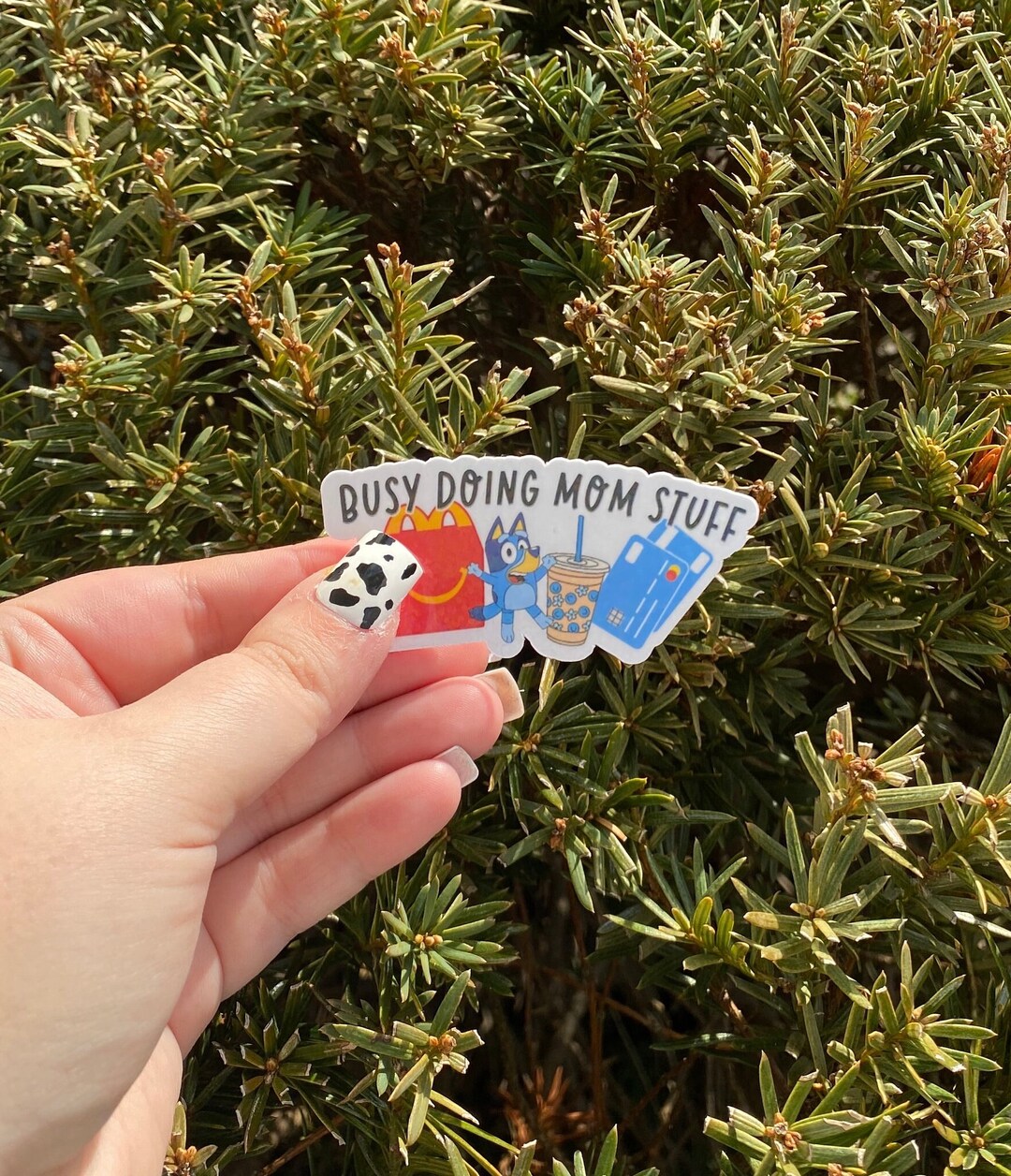 Busy Doing Mom Stuff Holographic Glitter Sticker Water Resistant ...