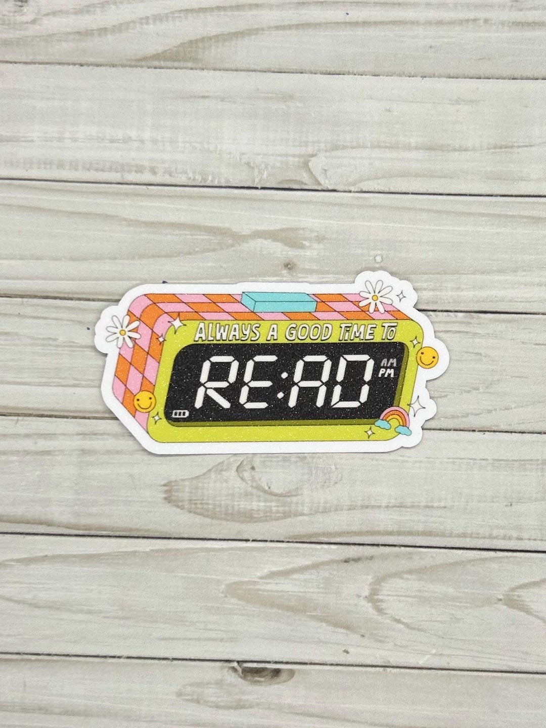 Good Time to Read Glitter Sticker, Water Resistant Sticker, Book Lover ...