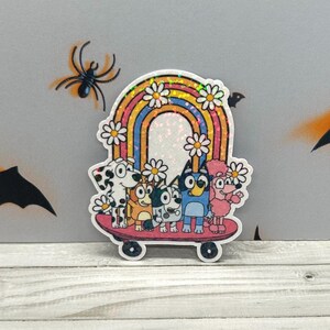 Bluey Friends Holographic Sticker Water Resistant Sticker Water Bottle ...