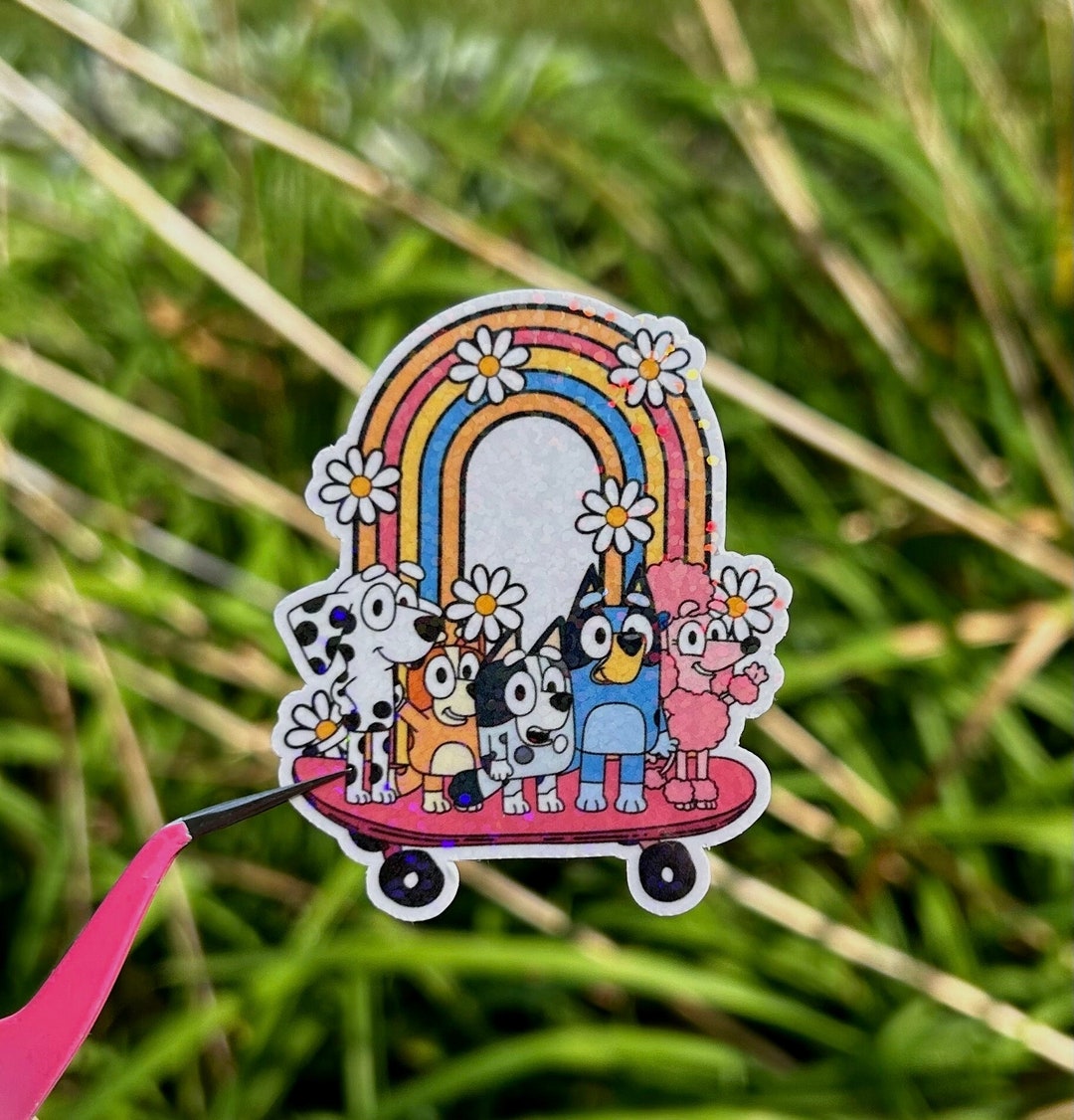 Bluey Friends Holographic Sticker Water Resistant Sticker Water Bottle ...