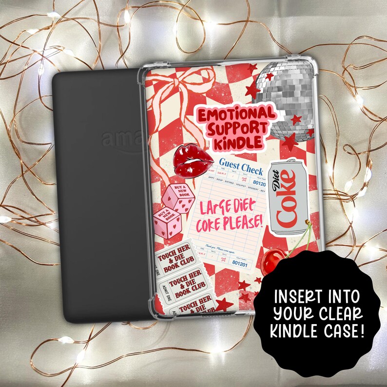 Emotional Support Kindle Insert for Clear Cases, Ereader Accessory ...