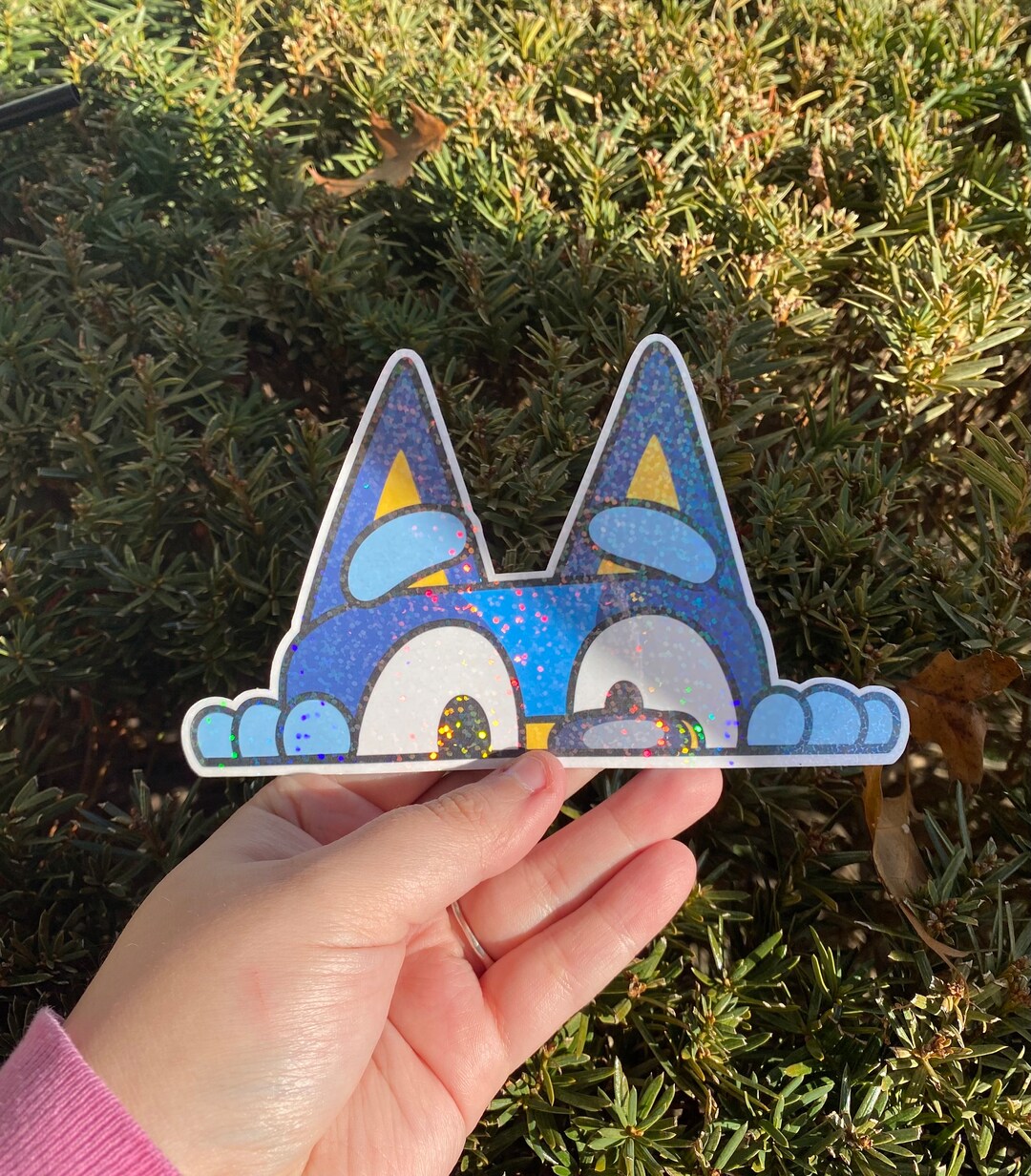Bluey Peeker Holographic Glitter Car Window Sticker Water - Etsy UK