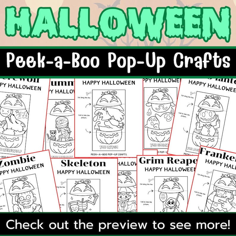 Halloween Peek-a-boo Pop-up Crafts | Fun Printable Halloween Activities ...
