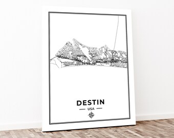 Destin Florida Map Print - Etsy