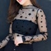 Transparent Mesh Top, Black, Moon & Stars, Celestial, Cute Sheer, Women ...