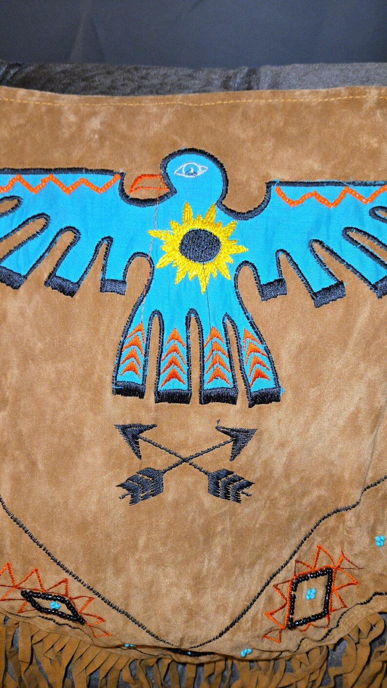 XXL Boho Scarf for Women, Thunderbird, Artisan Beaded Fringe Scarf ...