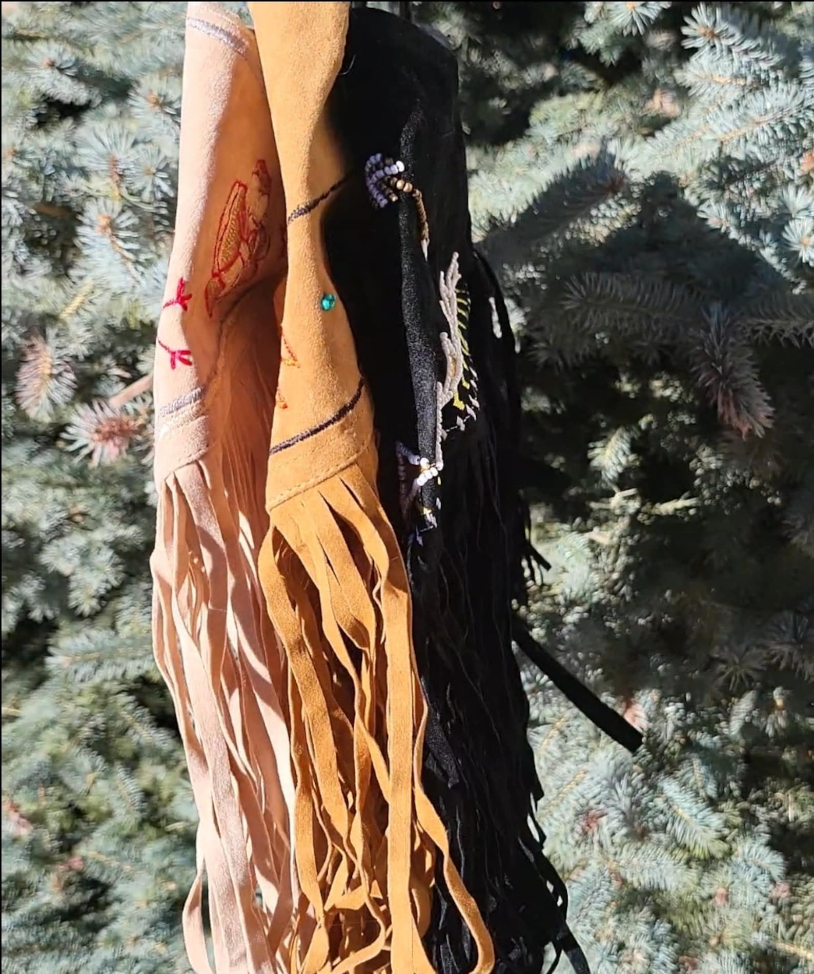 XXL Boho Scarf for Women, Thunderbird, Artisan Beaded Fringe Scarf ...