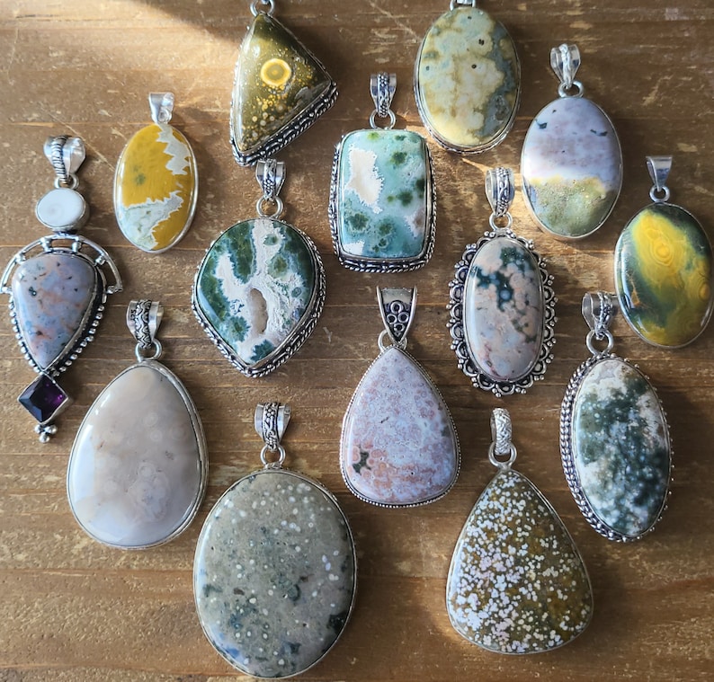 2" Ocean Jasper Necklace • Healing Crystals • High Frequency ...