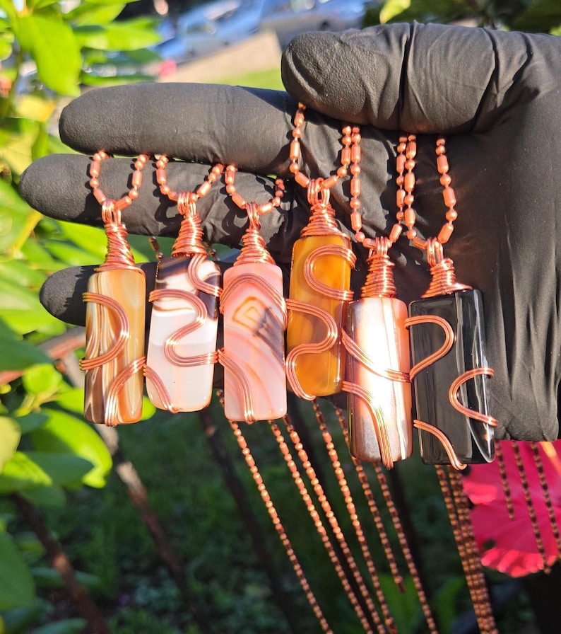 Bohemian Botswana Banded Agate Crystal Necklace • Spiritual Healing ...