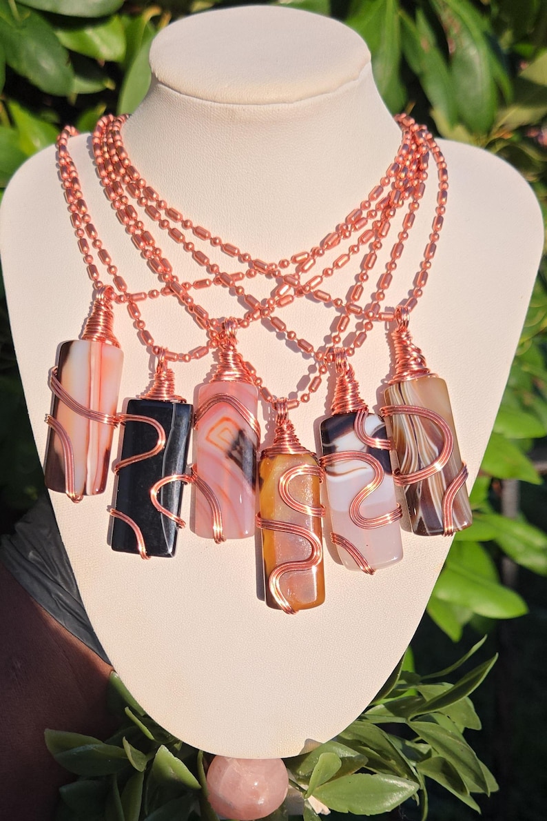 Bohemian Botswana Banded Agate Crystal Necklace • Spiritual Healing ...