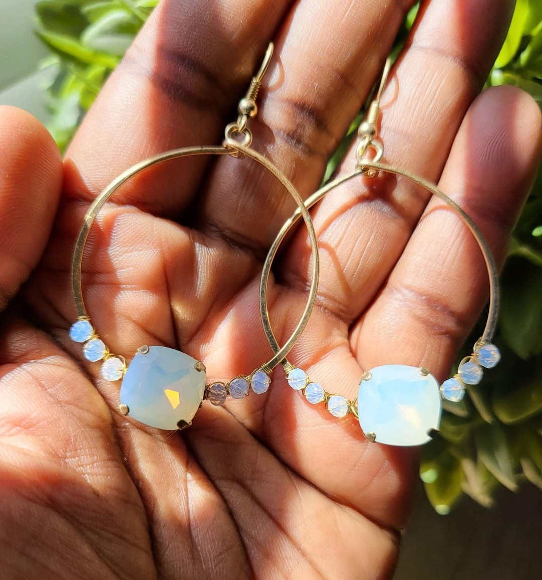 Dainty Opalite Earrings, Opalite Crystal Earrings, Wire Wrapped ...