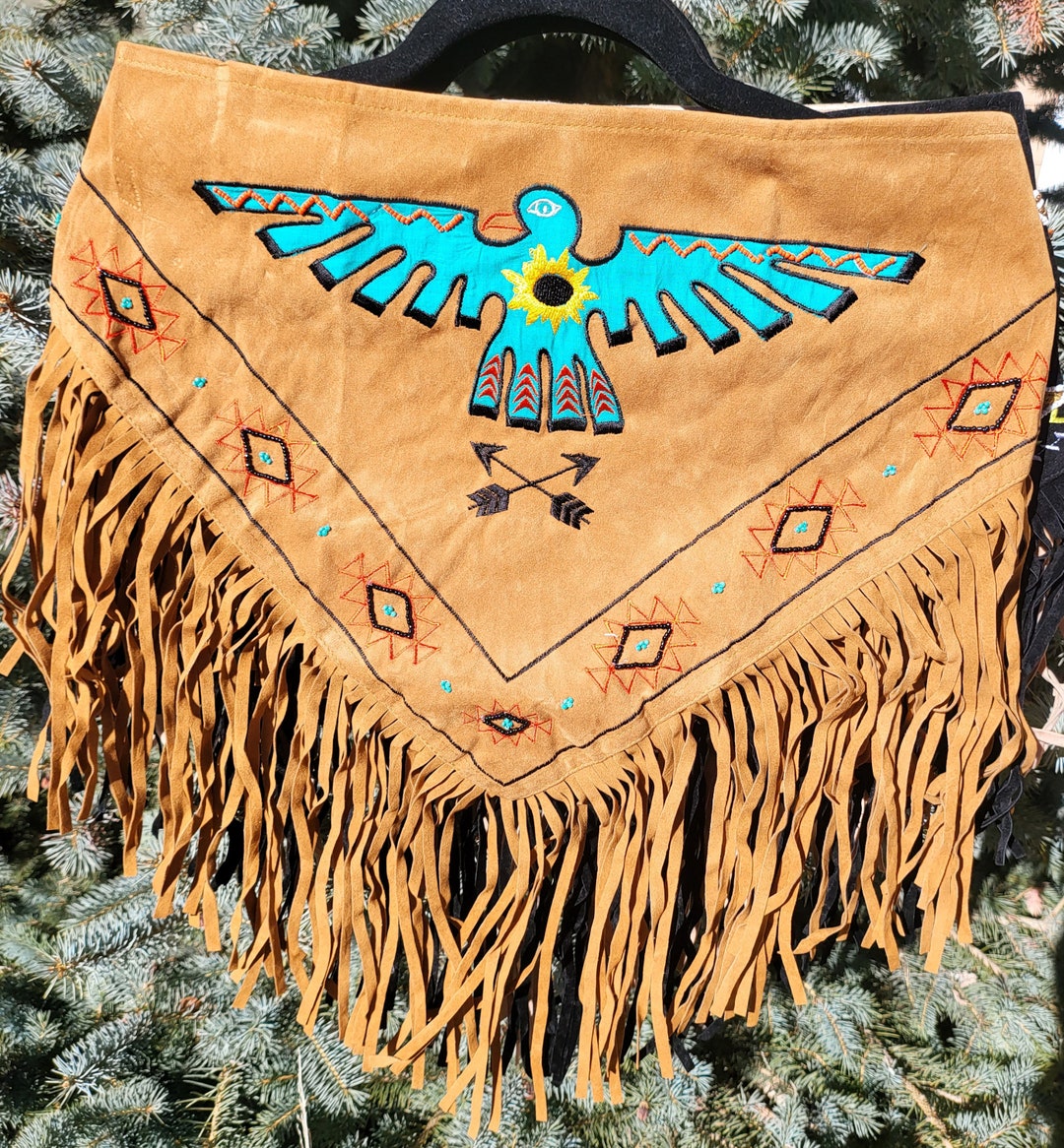 XXL Boho Scarf for Women, Thunderbird, Artisan Beaded Fringe Scarf ...