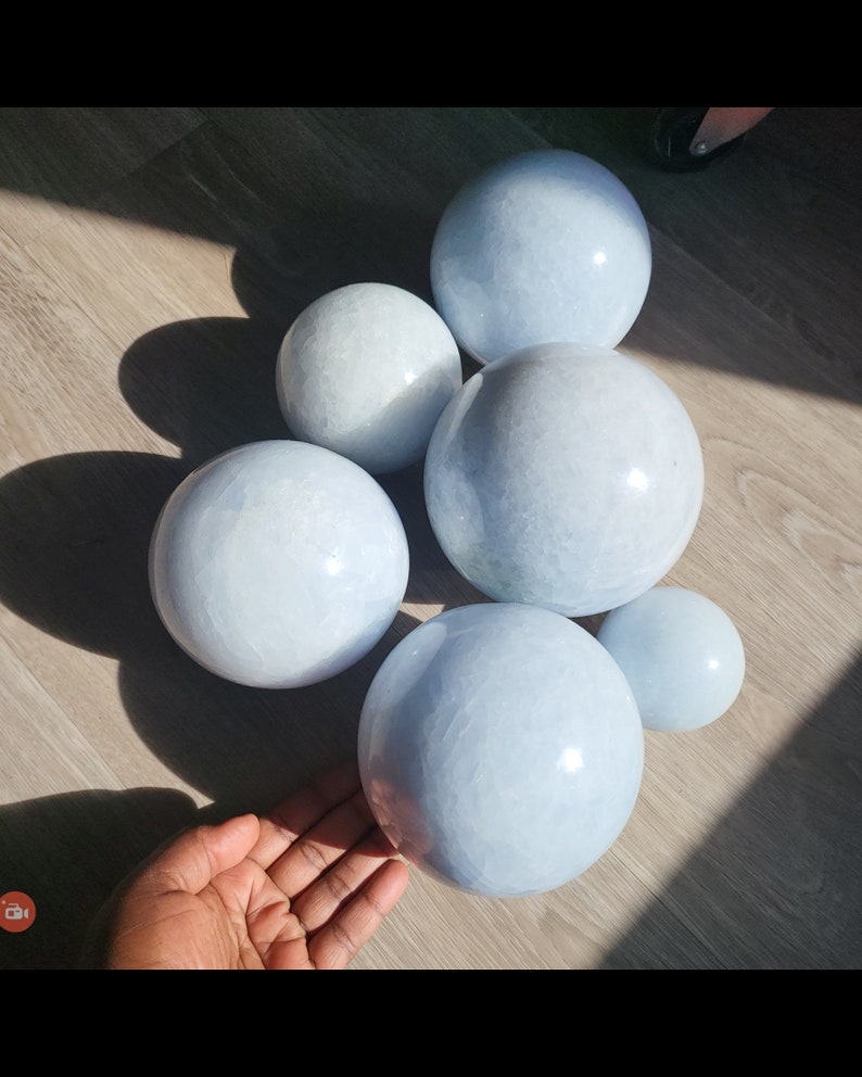 7lb+ High Frequency • Celestite Sphere • Healing Crystals • Hand Carved ...